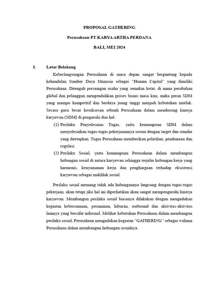 Proposal Gathering PT Karya Artha Perdana | PDF