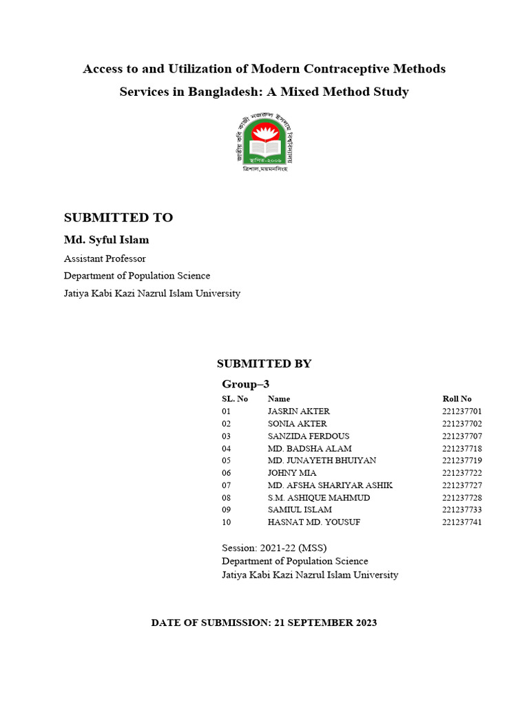 Project Proposal Development - 515 Group 3 | PDF | Family Planning ...