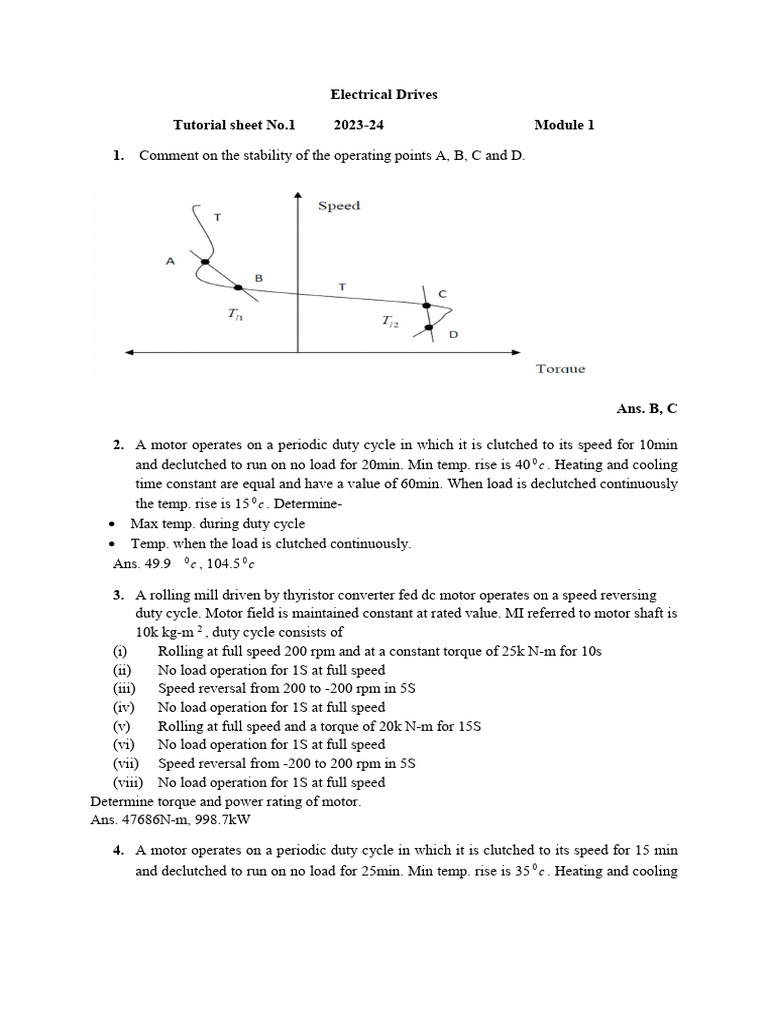 ED Assignment 1 | PDF | Electric Motor | Torque