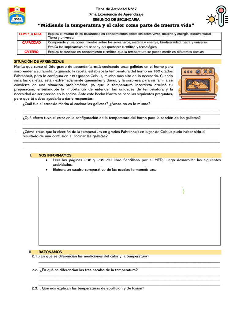Ficha de Actividadn°27 - Escalas Termométricas | PDF | Temperatura ... Ficha de Actividadn°27 - Escalas Termométricas | PDF | Temperatura ...