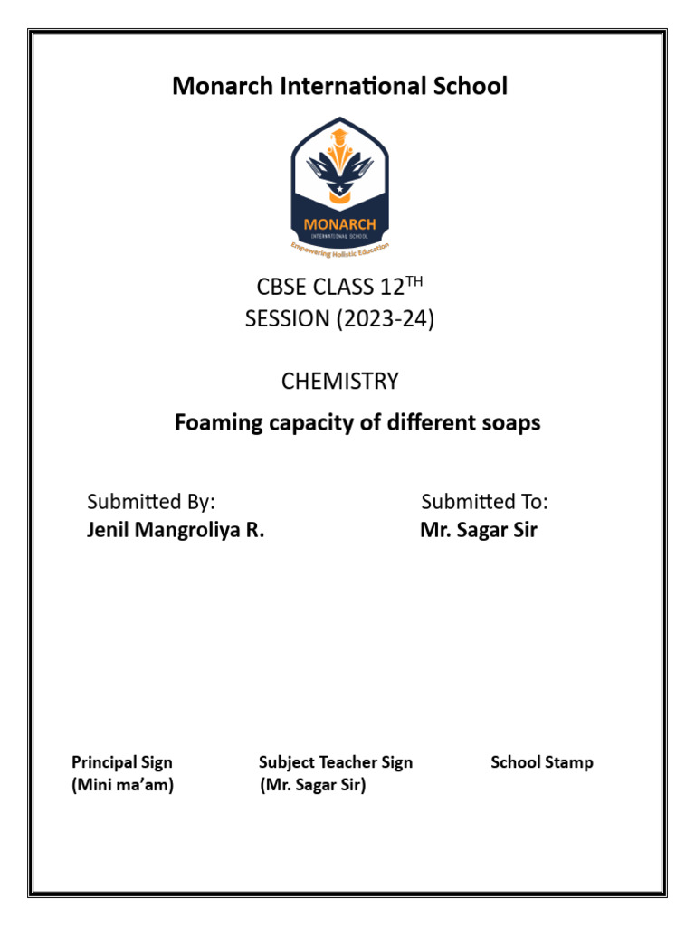 Chemistry Investigatory Project | PDF | Sodium Carbonate | Calcium