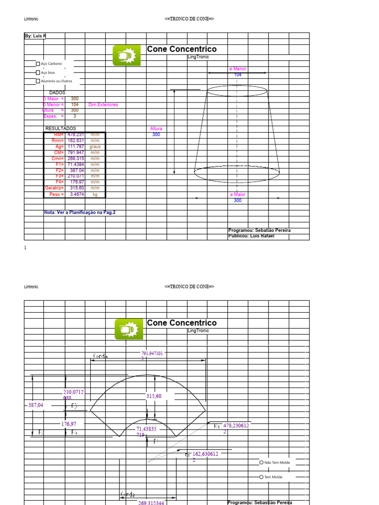 Planilia de Planificação de Cone | PDF | Objetos geométricos | Formas ...