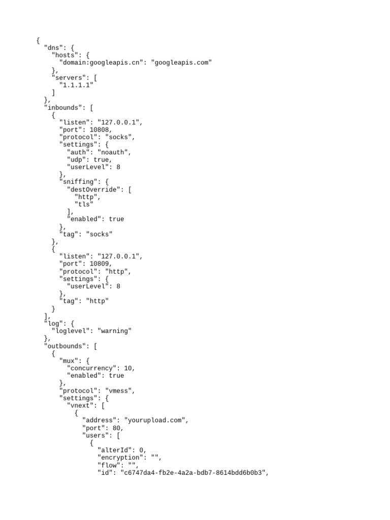 V2Ray Configuration with DNS and Routing | PDF