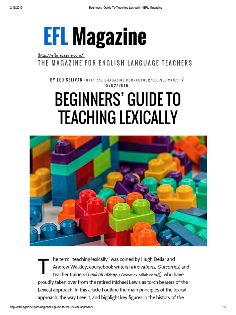 Beginners' Guide To Teaching Lexically - EFL Magazine | PDF | Second Language | Second Language ...