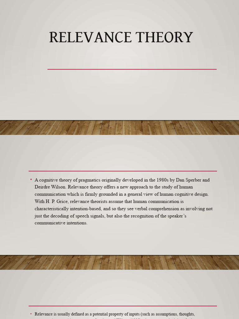 Relevance Theory | PDF | Science & Mathematics