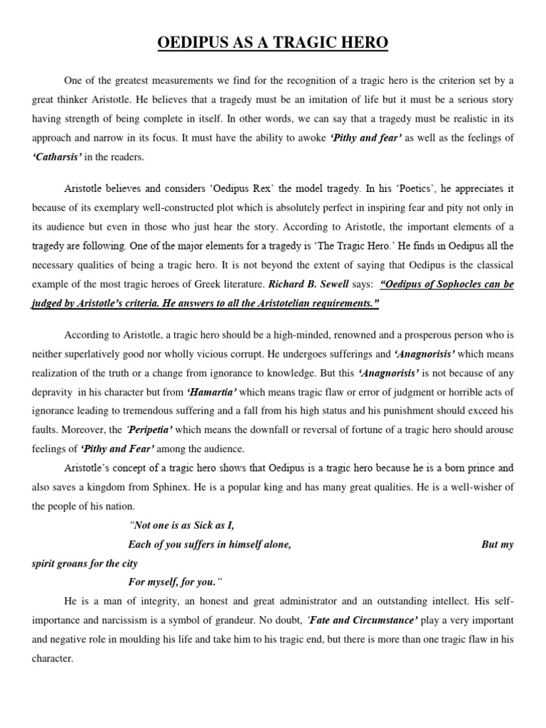 Oedipus As A Tragic Hero | PDF | Tragedy