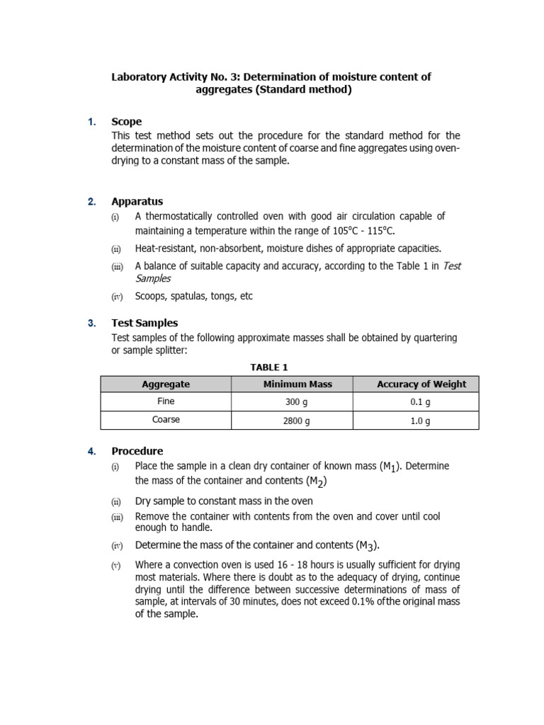 Laboratory Activity 3 (Moisture Content Determination) | PDF | Science ...