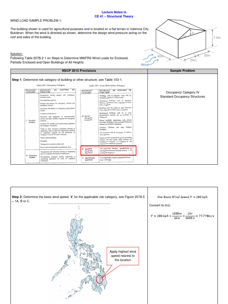 Topic 3 - Sample Problem - Wind Load Computation | PDF | Windward And ...