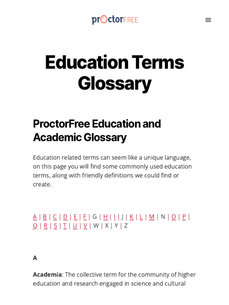 Education Terms Glossary | PDF