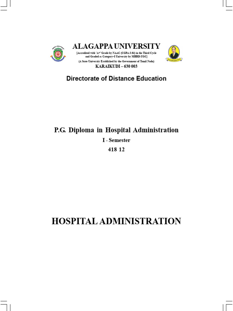 Diploma PG DIPLOMA Hospital Administration 418 12 Hospital ...
