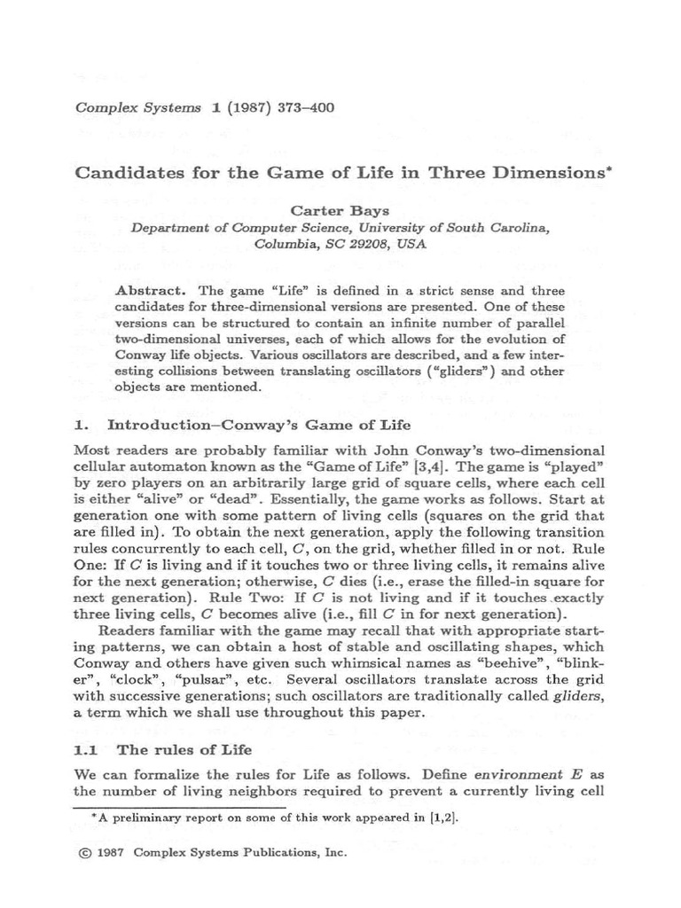 Idates F e Eo I Ons': Cand or TH Gam F Life N Three Dimensi | PDF ...