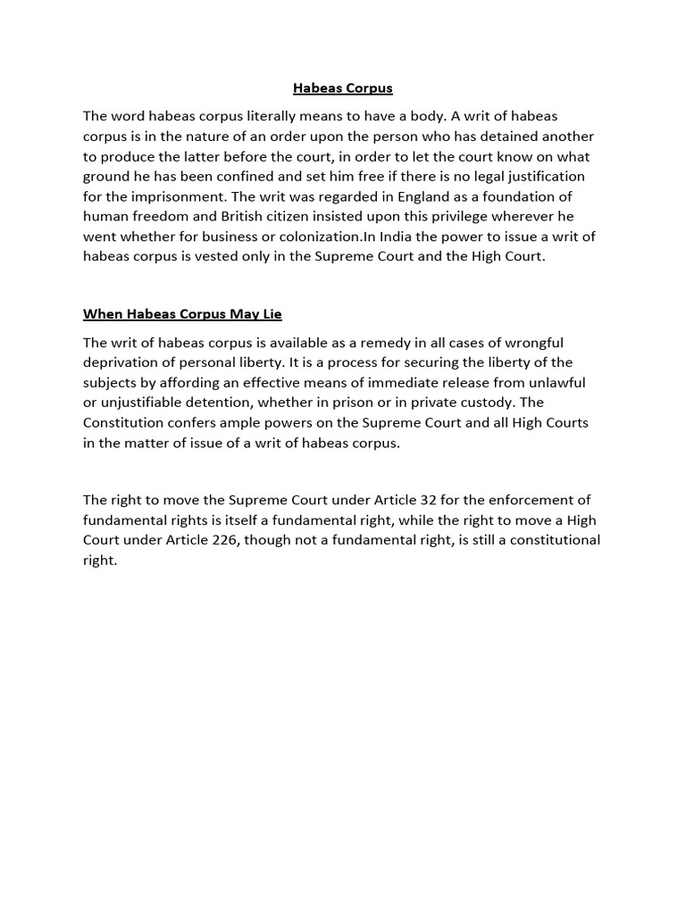 Habeas Corpus | PDF | Habeas Corpus | Criminal Justice