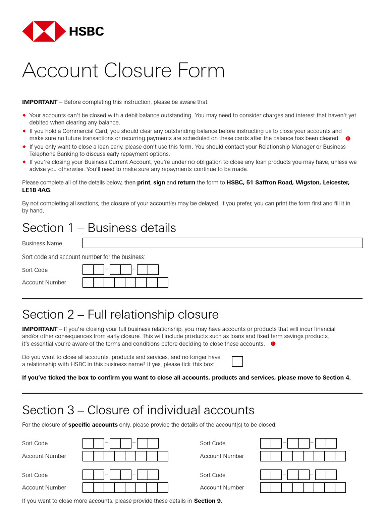 Business Account Closure Form | PDF | Transaction Account | Debits And ...