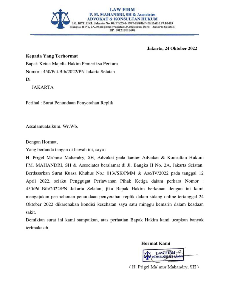 Contoh Permohonan Tunda | PDF