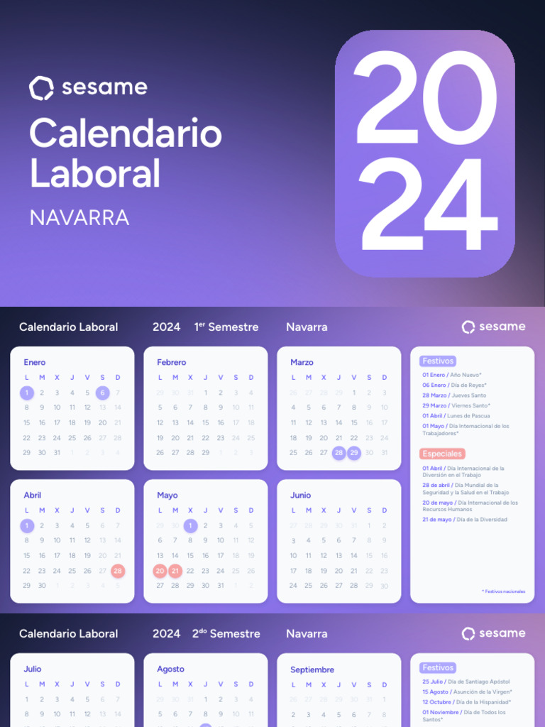 Navarra Calendario Laboral 2024 | PDF | Calendario | Observancias