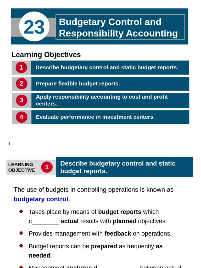 CH 23 Budgetary Control and Responsilbity Accounting | PDF | Return On ...