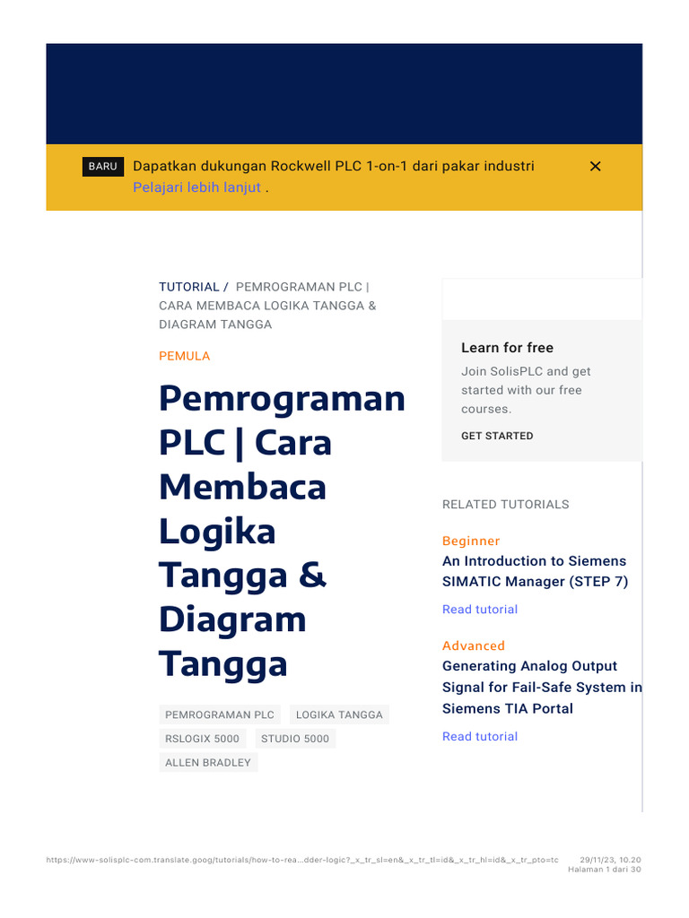 Pemrograman PLC - Cara Membaca Logika Tangga & Diagram Tangga | PDF