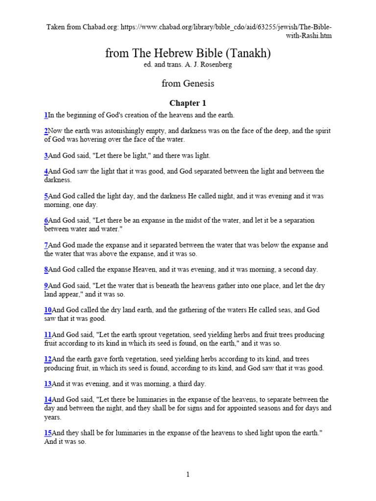 The Hebrew Bible (Genesis) | PDF | Ham (Son Of Noah) | Torah Books