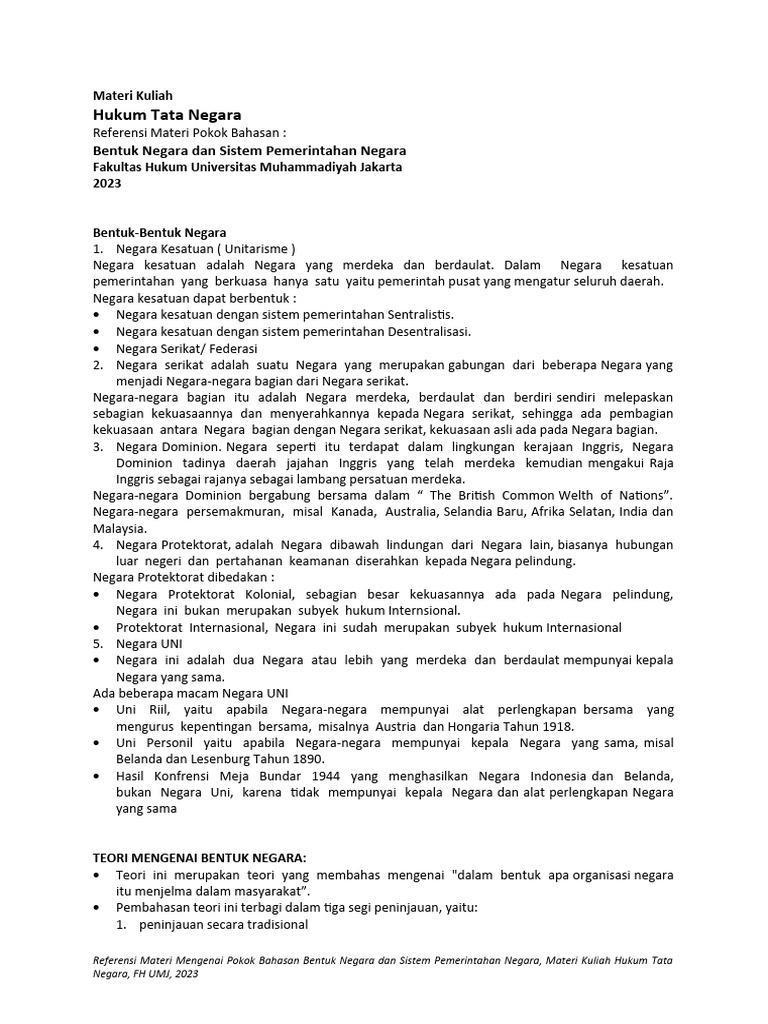 Materi Bentuk Negara Dan Sistem Pemerintahan Pdf