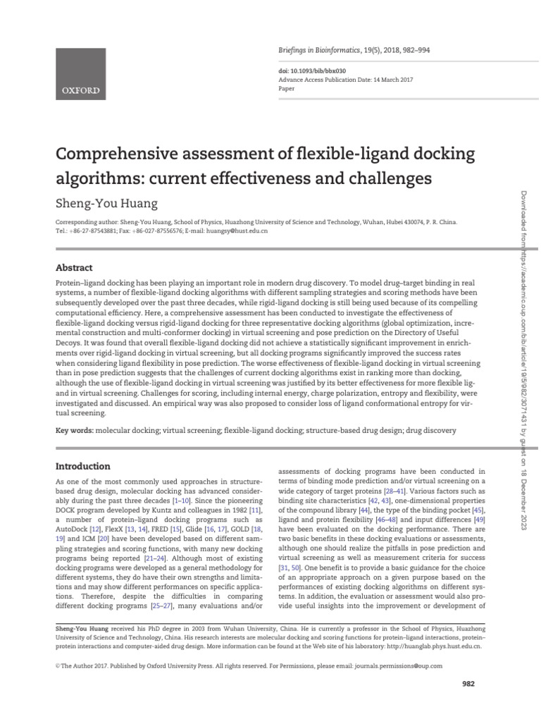 Assessement of Flexible Docking | PDF | Docking (Molecular) | Chemistry