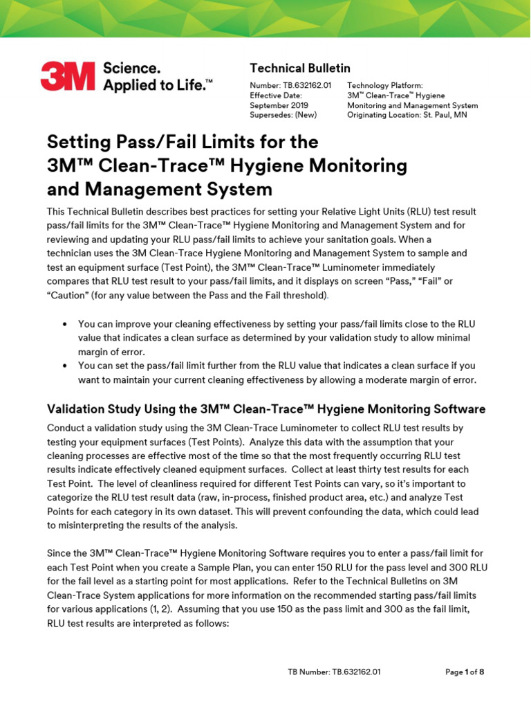 TB63216201 - 3M Clean-Trace - Setting Pass Fail Limits | PDF | Histogram | Microsoft Excel