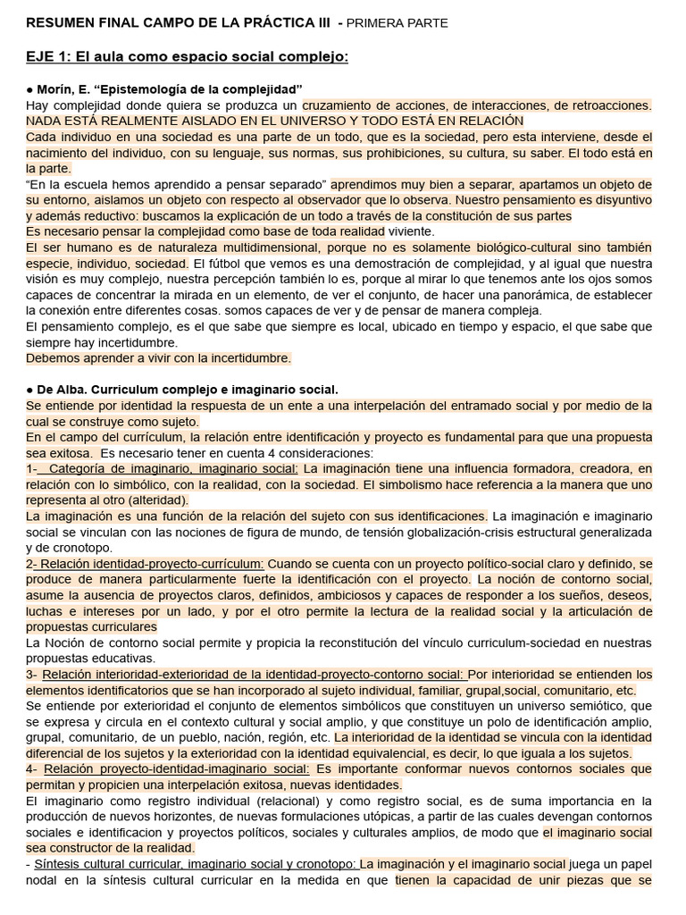 Resumen Final Campo de La Práctica III | PDF | Enseñando | Aprendizaje