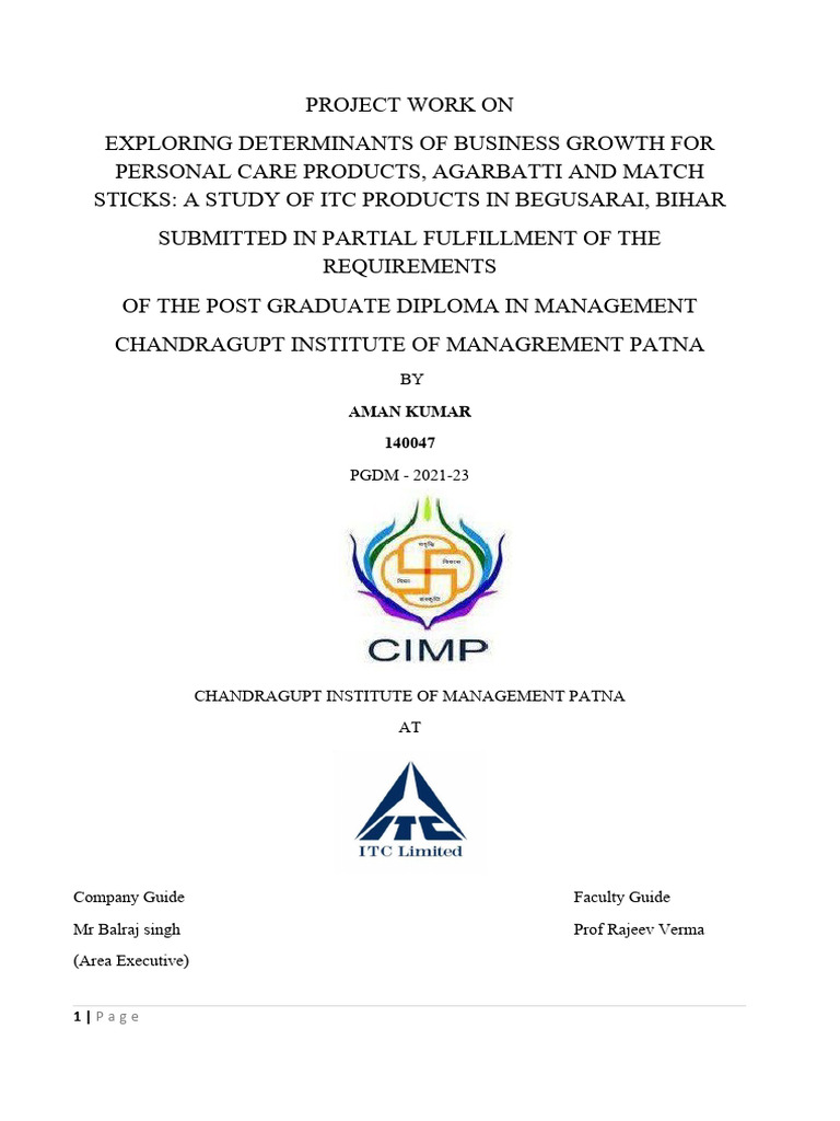 Sip Report Aman Kumar - 140047 | PDF | Hand Washing | Retail