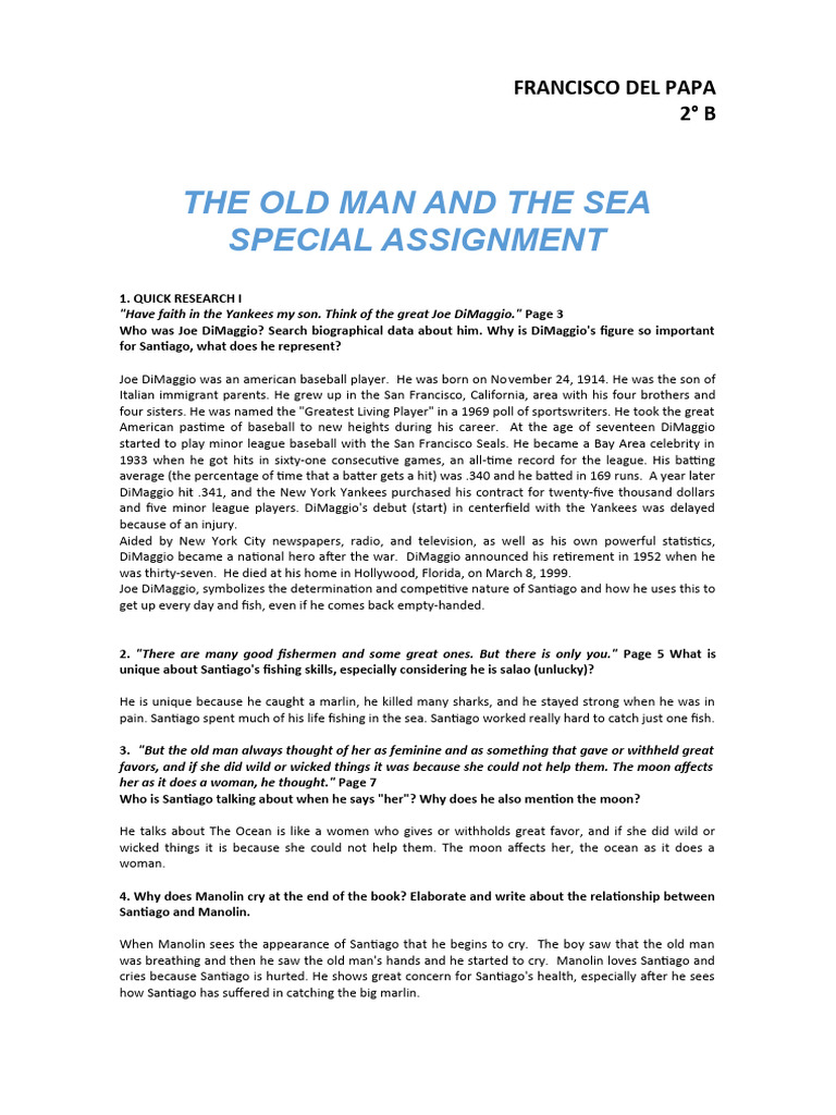 The Old Man and The Sea | PDF | Ernest Hemingway | Courage