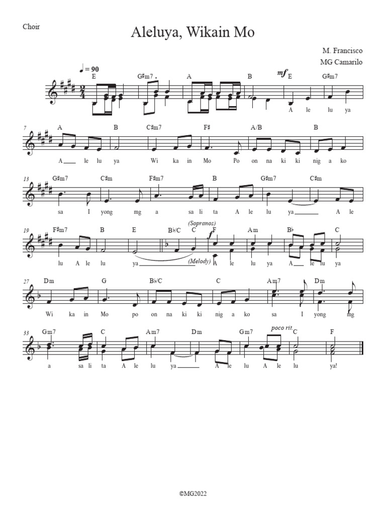 Aleluya, Wikain Mo - Choir | PDF