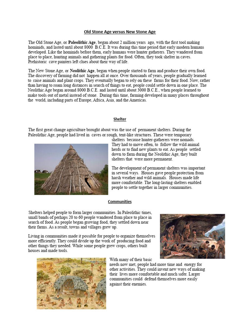 Old vs New Stone Age: Key Differences | PDF | Paleolithic | Neolithic