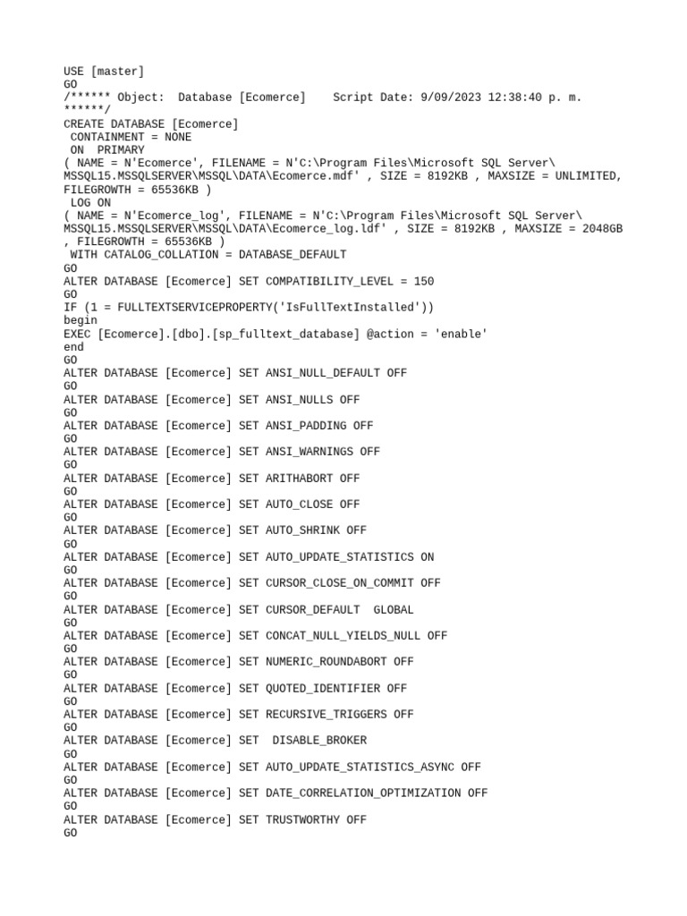 Ecomercescript Texto | Download Free PDF | Microsoft Sql Server | Databases