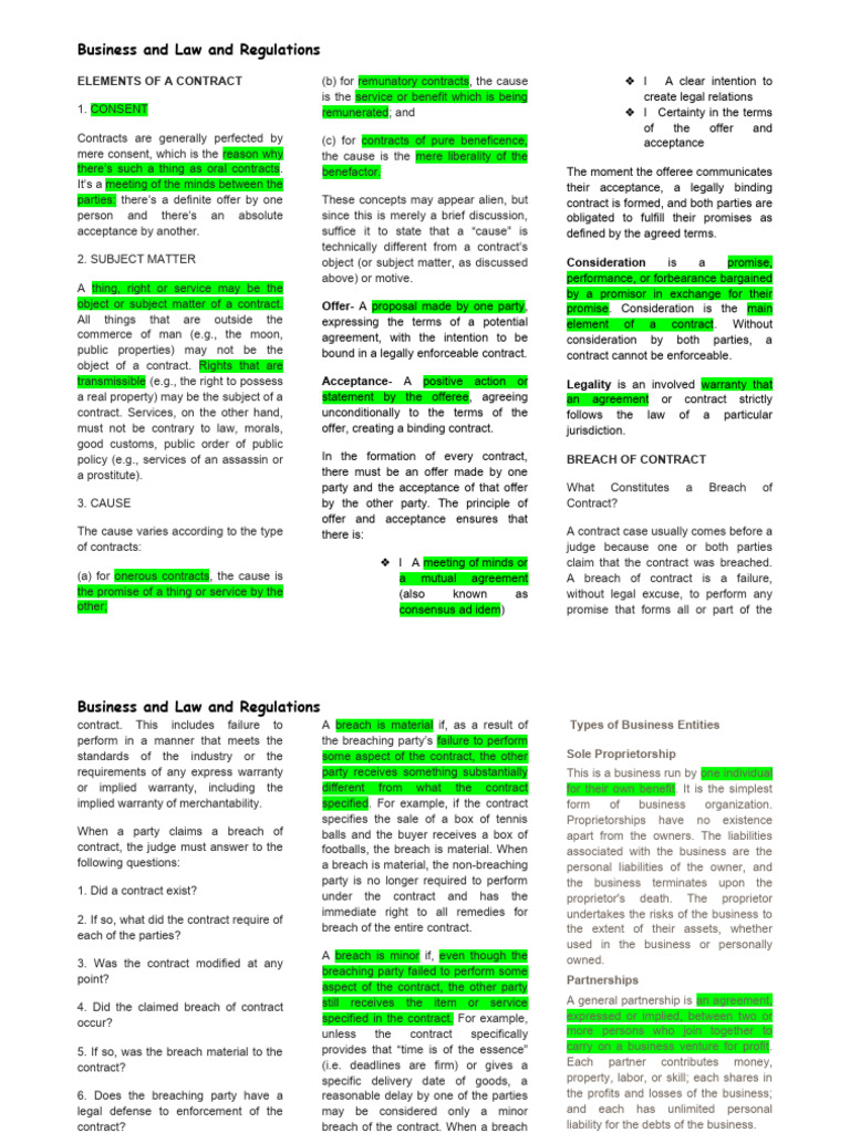 Bus. Law Summary | PDF