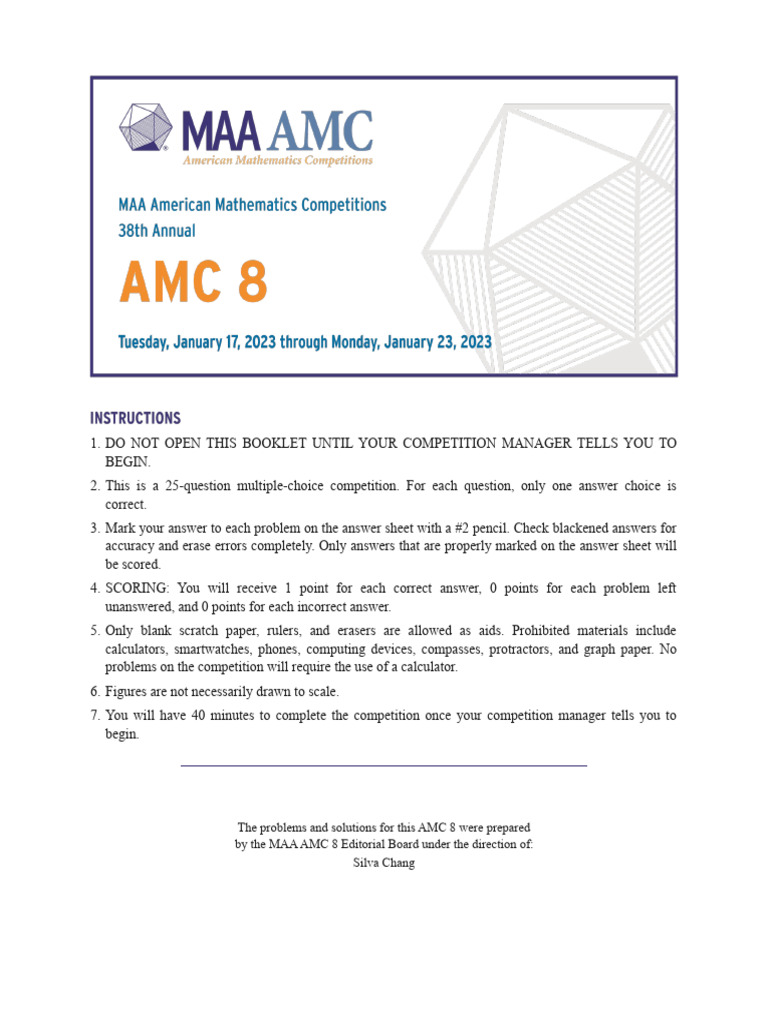 AMC8 2023 - de Thi | PDF