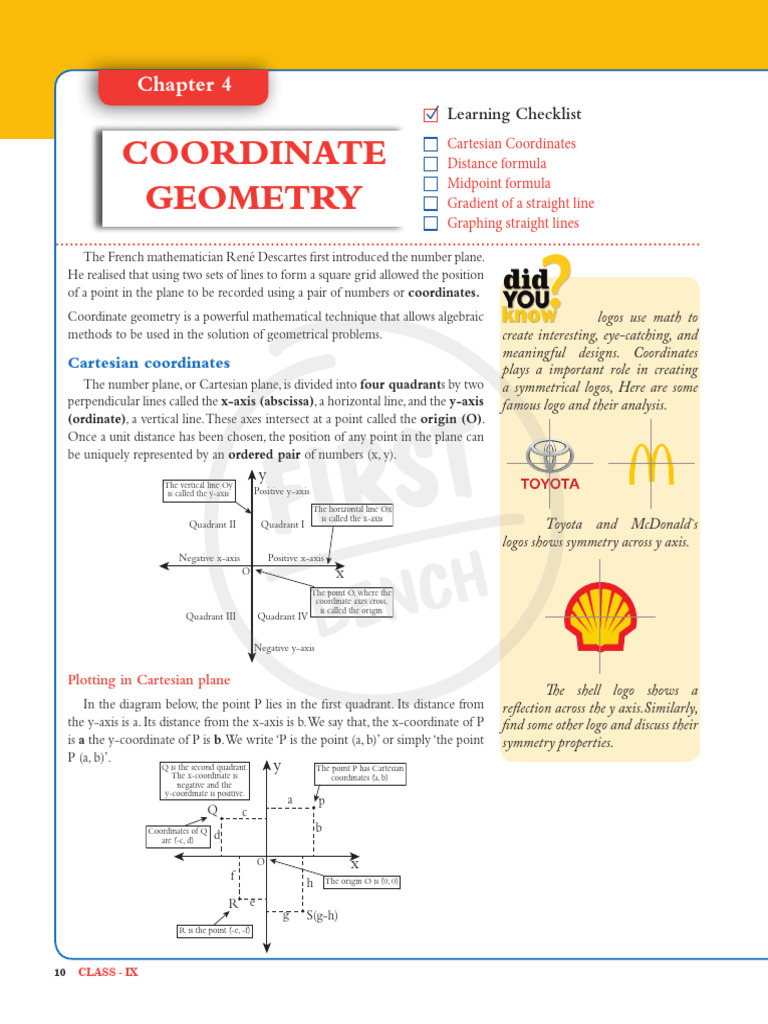 Coordinate Geometry Fundamentals | PDF | Cartesian Coordinate System ...