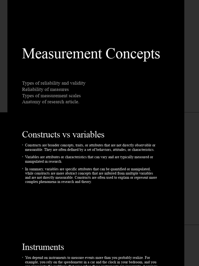Measurement Concepts | PDF | Validity (Statistics) | Level Of Measurement