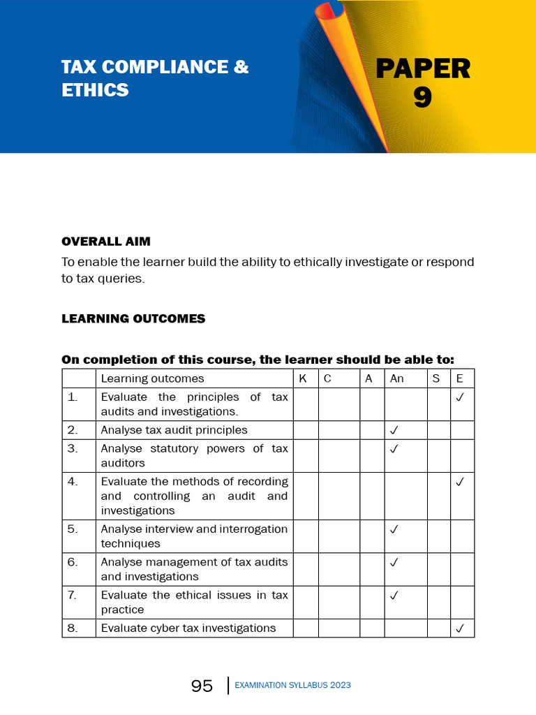 CTA TAX COMPLIANCE & ETHICS Paper 9 | PDF | Audit | Taxes
