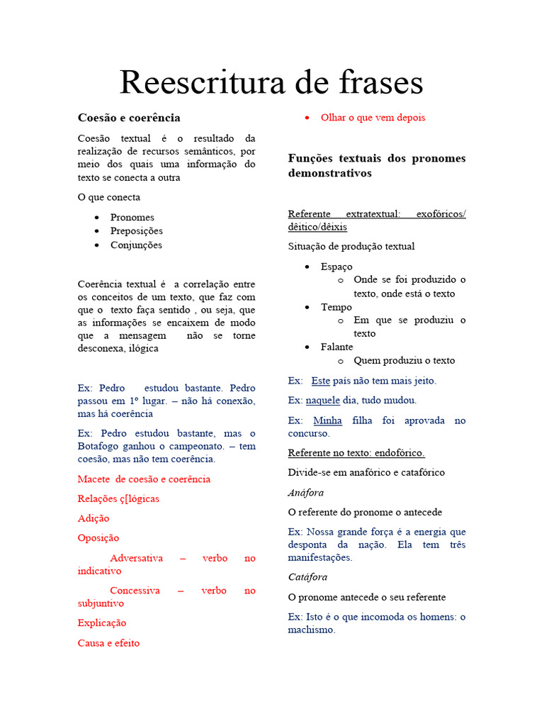 Reescritura de Frases | PDF | Pronome | Europa