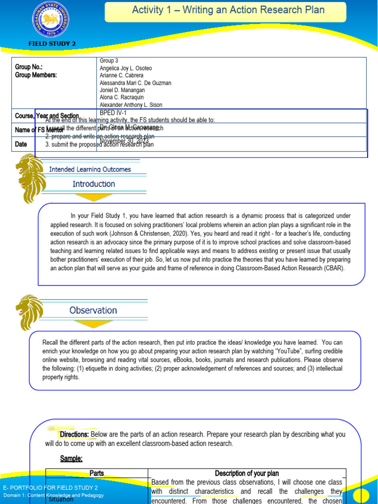 FS 2 Activity 1 | PDF | Action Research | Data