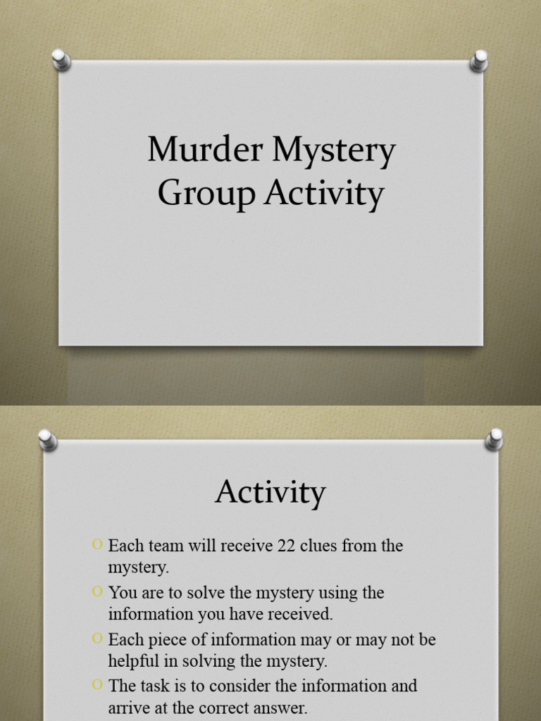 Murder Mystery Group Activity | PDF | Murder