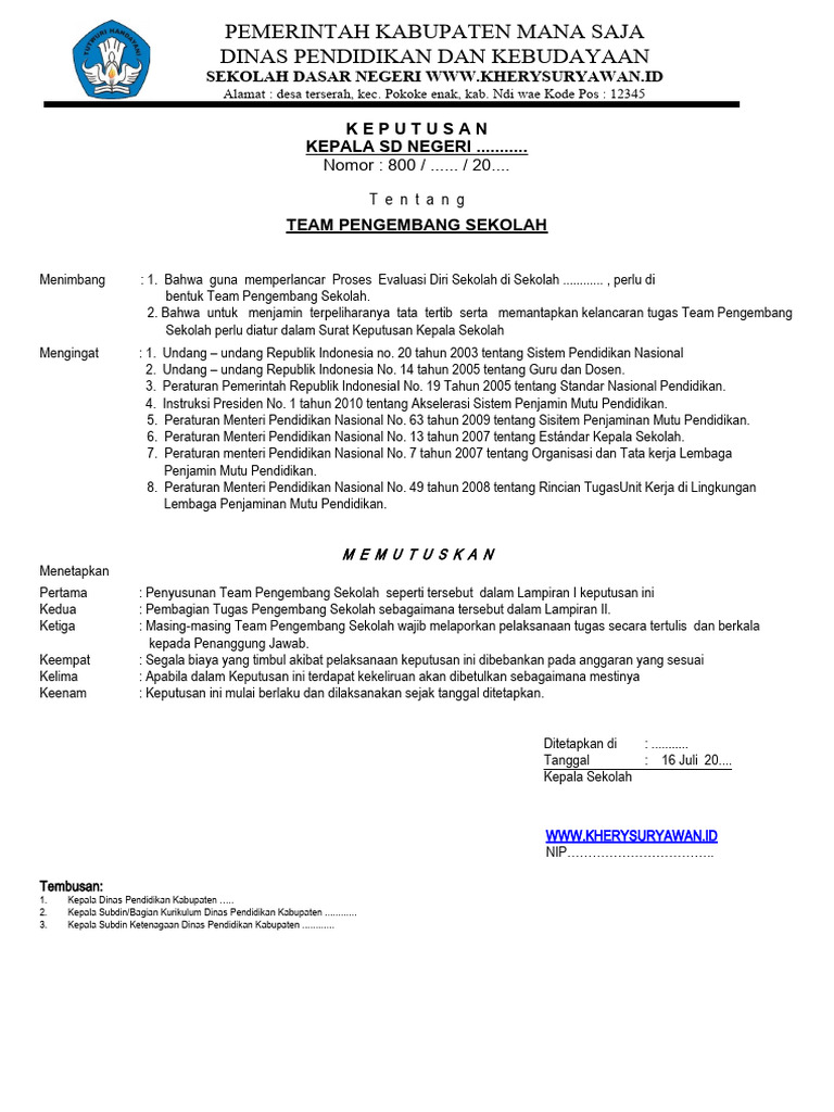 Pembentukan Tim Pengembang SD | PDF
