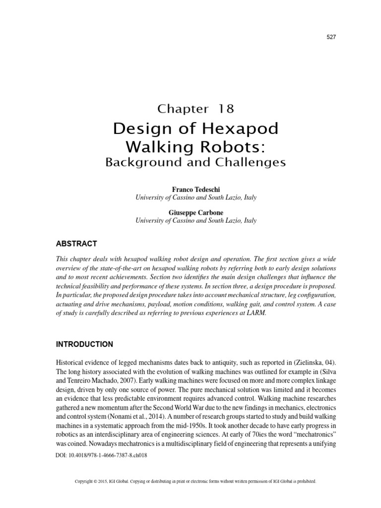 Design of Hexapod Walking Robots | PDF | Robot | Robotics