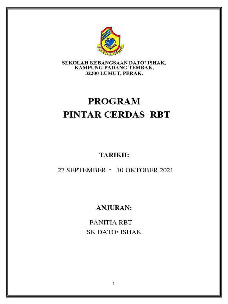 Kertas Kerja Program Panitia RBT 2021 | PDF