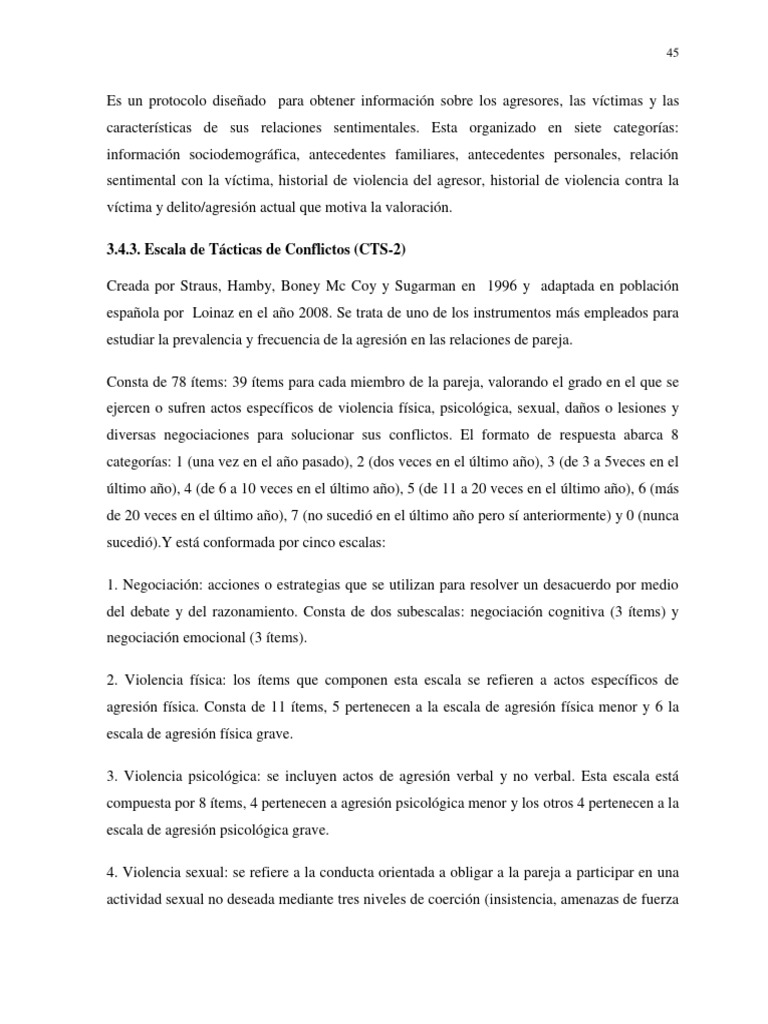 Escalas de Tácticas para Los Conflictos (CTS2) | PDF | Agresión | Violación