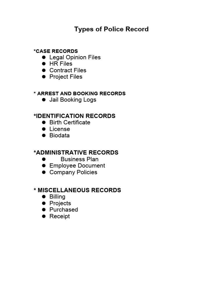Types of Police Record | PDF | Law | Finance & Money Management