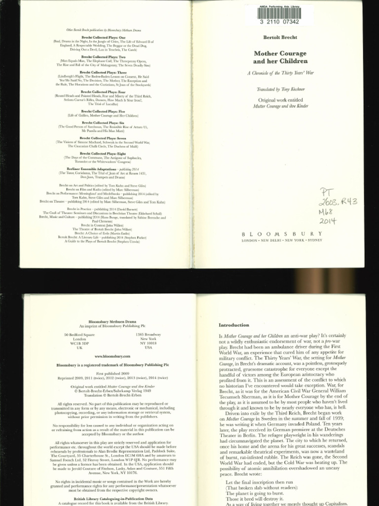 Mother Courage and Her Children (Tony Kushner Translation) | PDF