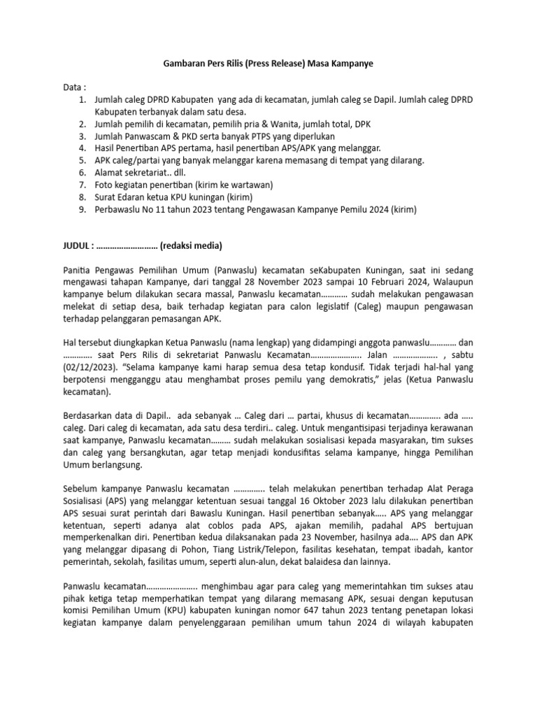 Gambaran Pers Rilis | PDF