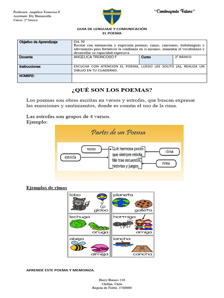 Guia de Aprendizaje El Poema | PDF