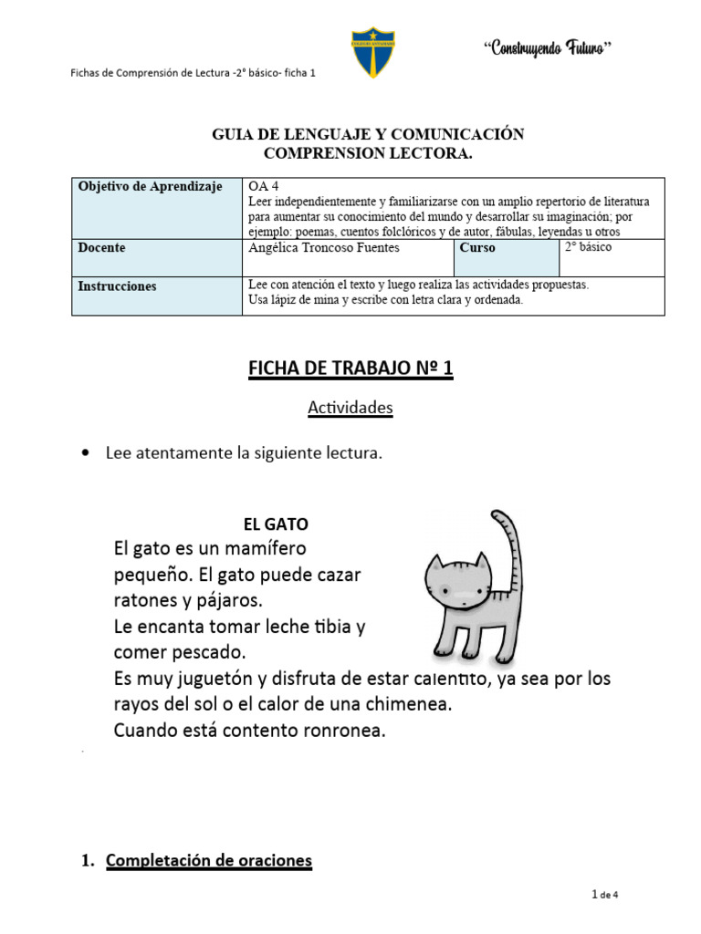 Fichas 1 Comp Lect | PDF | Gatos