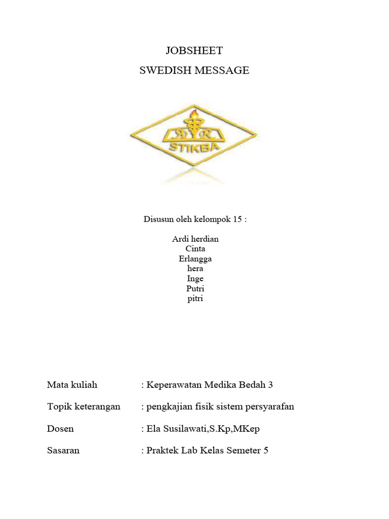 Jobsheet Swedish Message | PDF