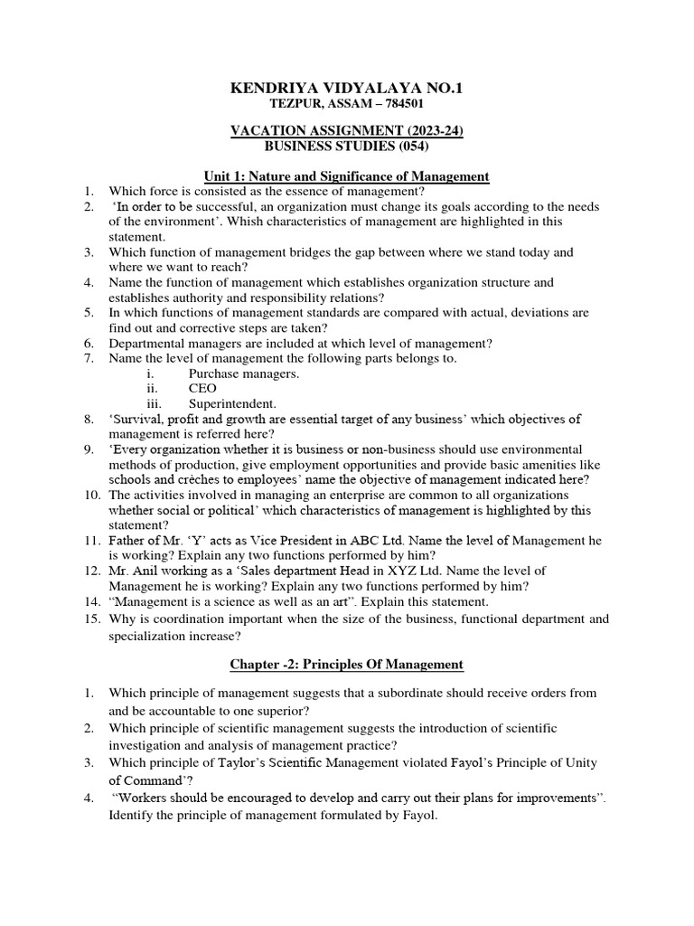 Summer Vacation Assignment - Business Studies | PDF | Business | Economies